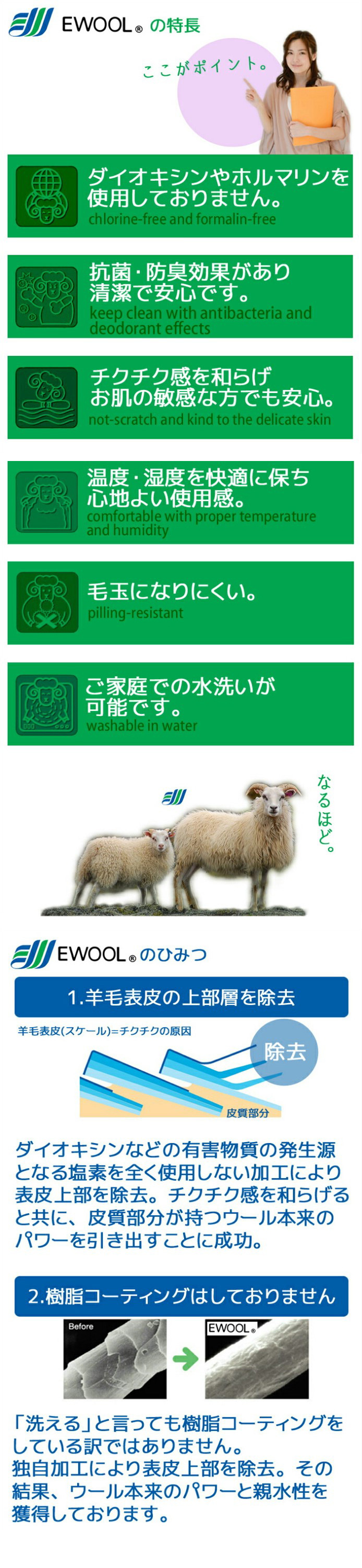 EWOOL® 洗える羊毛わた| オリジナルヘルスケア商材の製造はダイトウボウにおまかせ下さい